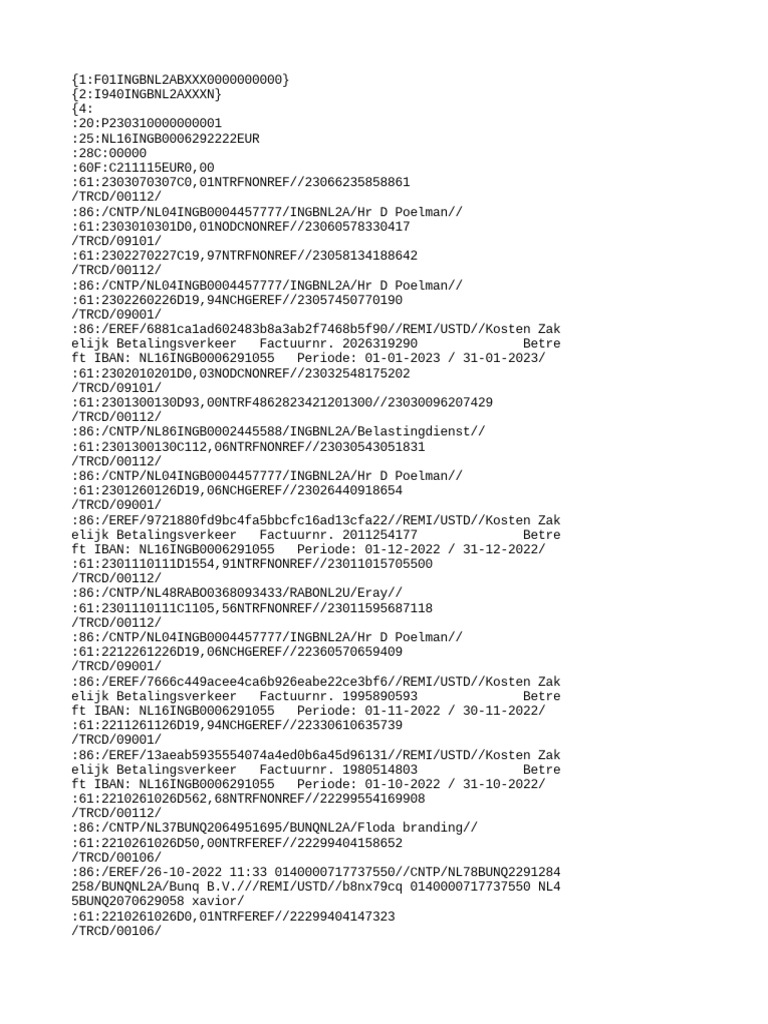 mt940 Change Account | PDF