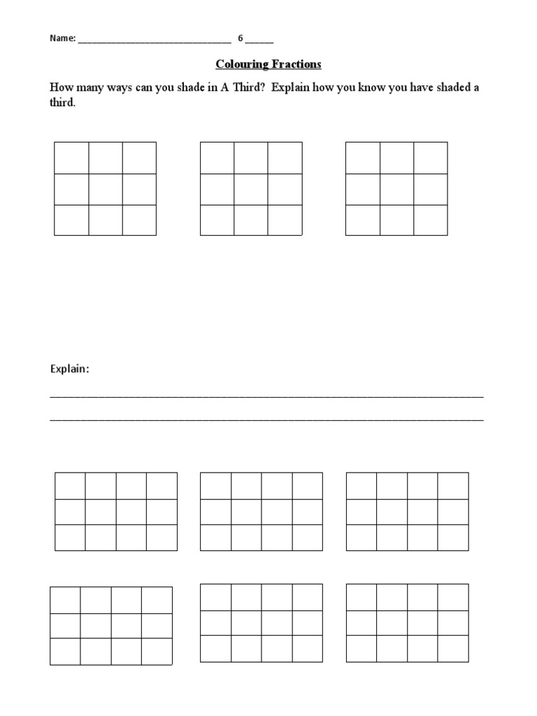 Colouring Thirds Quarters | PDF