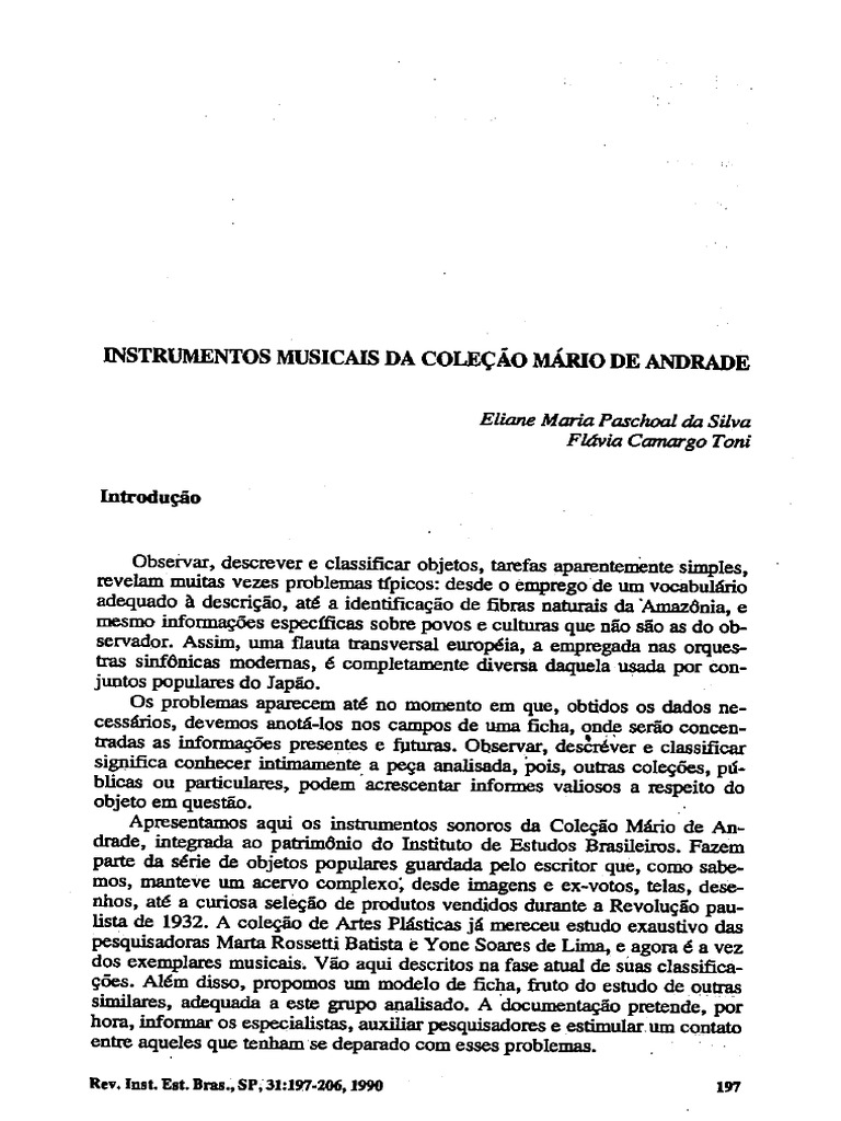 (Flavia C Toni) Instrumentos Musicais Da Coleção Mário de Andrade | PDF