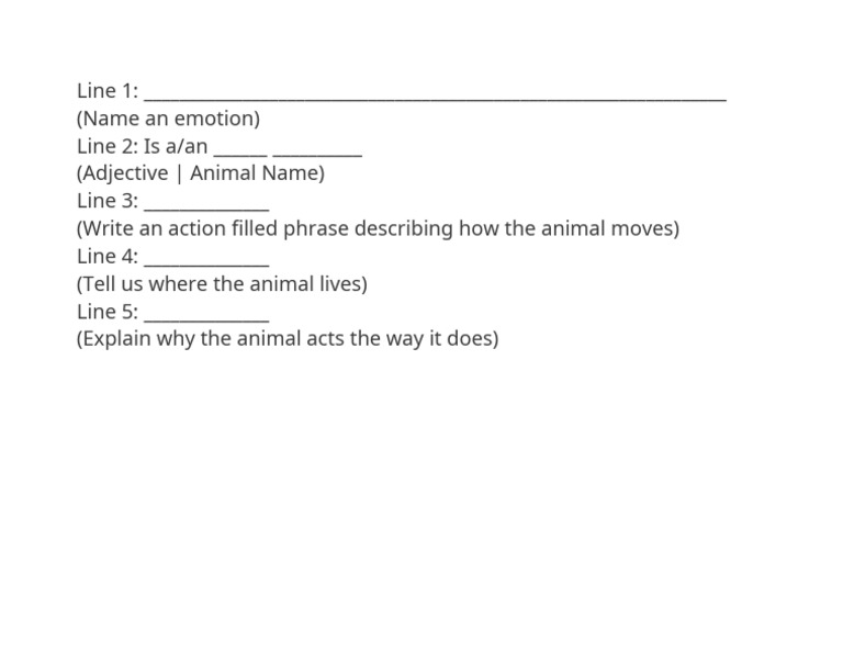 Emotion-Based Animal Description Template | PDF | Self-Improvement ...