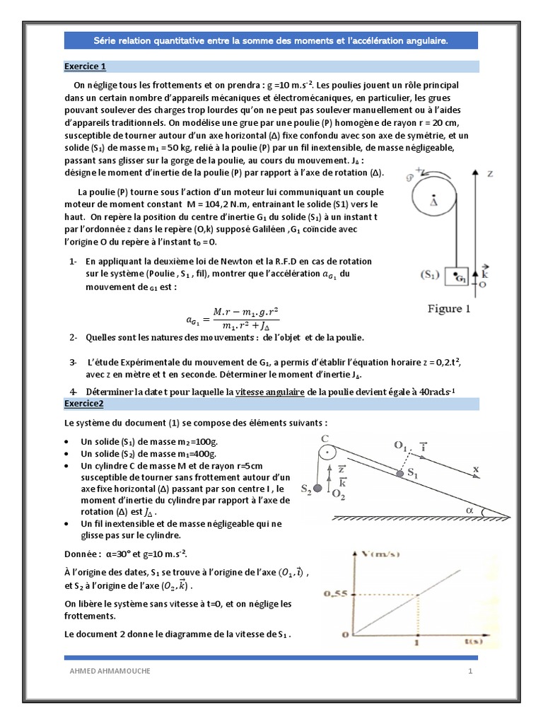 Exercice corrigé sur la dynamique rotative | PDF | Rotation | Masse