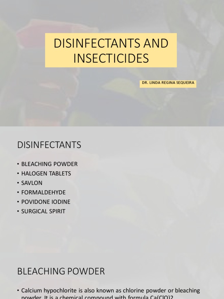 Disinfectants & Insecticides Guide | PDF | Disinfectant | Bleach