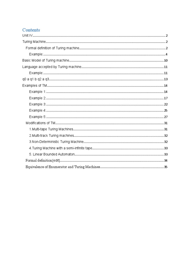 Turing Machine Unit IV | PDF | Computing | Logic Turing Machine Unit IV | PDF | Computing | Logic