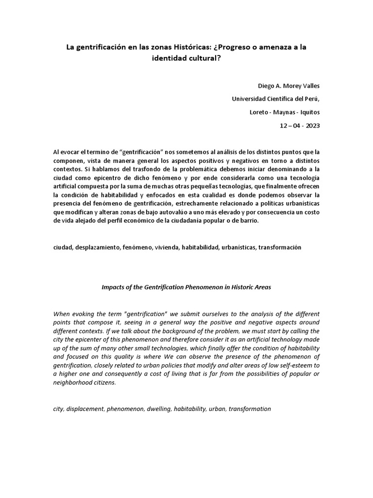 Gentrificación Ensayo | PDF