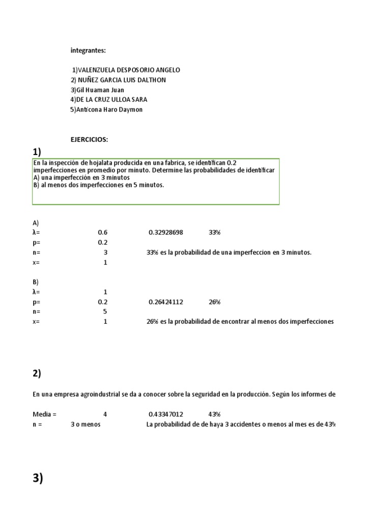 Distribucion Poisson | PDF | Probabilidad | Probabilidades y estadísticas
