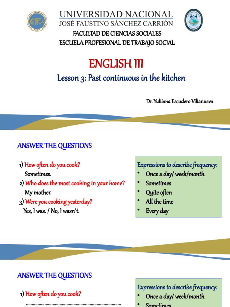 LESSON 3-PAST CONTINUOUS-TEACHER | PDF | Meal | Cooking