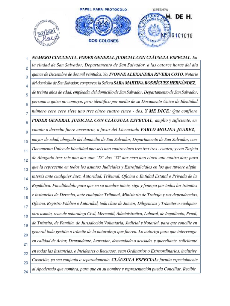 Poder General Judicial Con Cláusula Especial 2 | PDF | Judicaturas ...