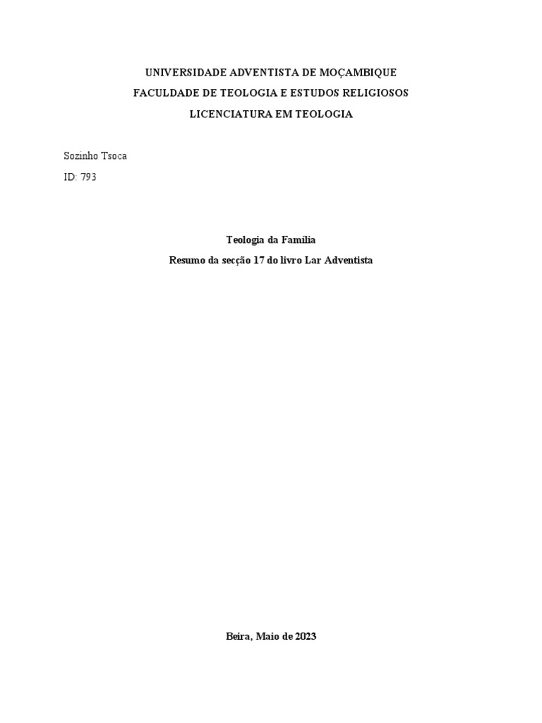 Resumo 2 Lar Adv | PDF | Recreação | Tempo