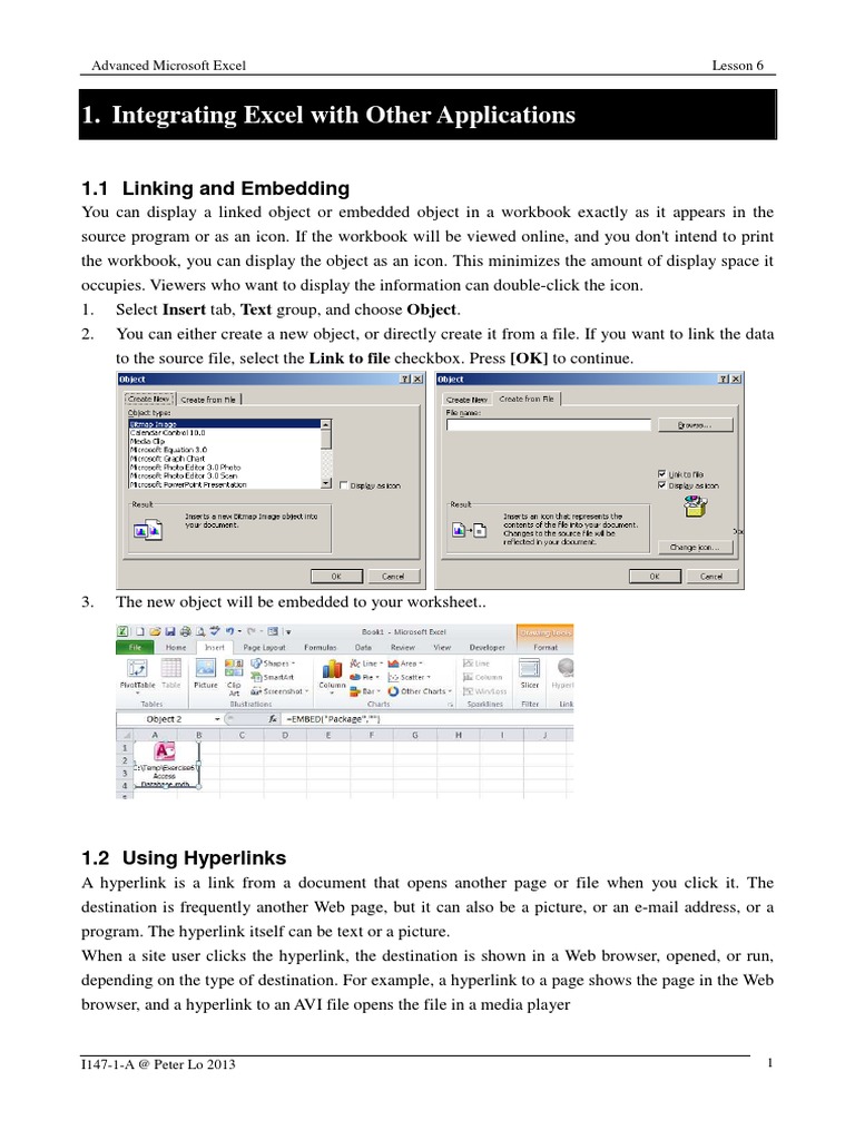 Integrating Excel With Other Applications | PDF | Microsoft Excel | Hyperlink