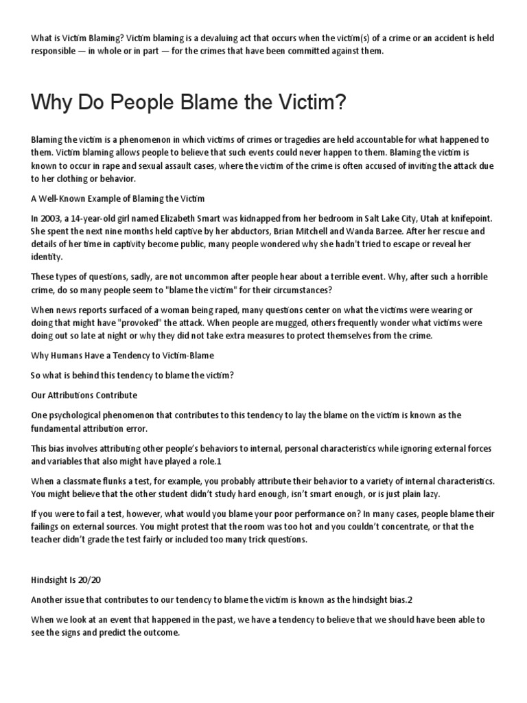 Understanding Victim Blaming Dynamics | PDF | Rape | Obscenity
