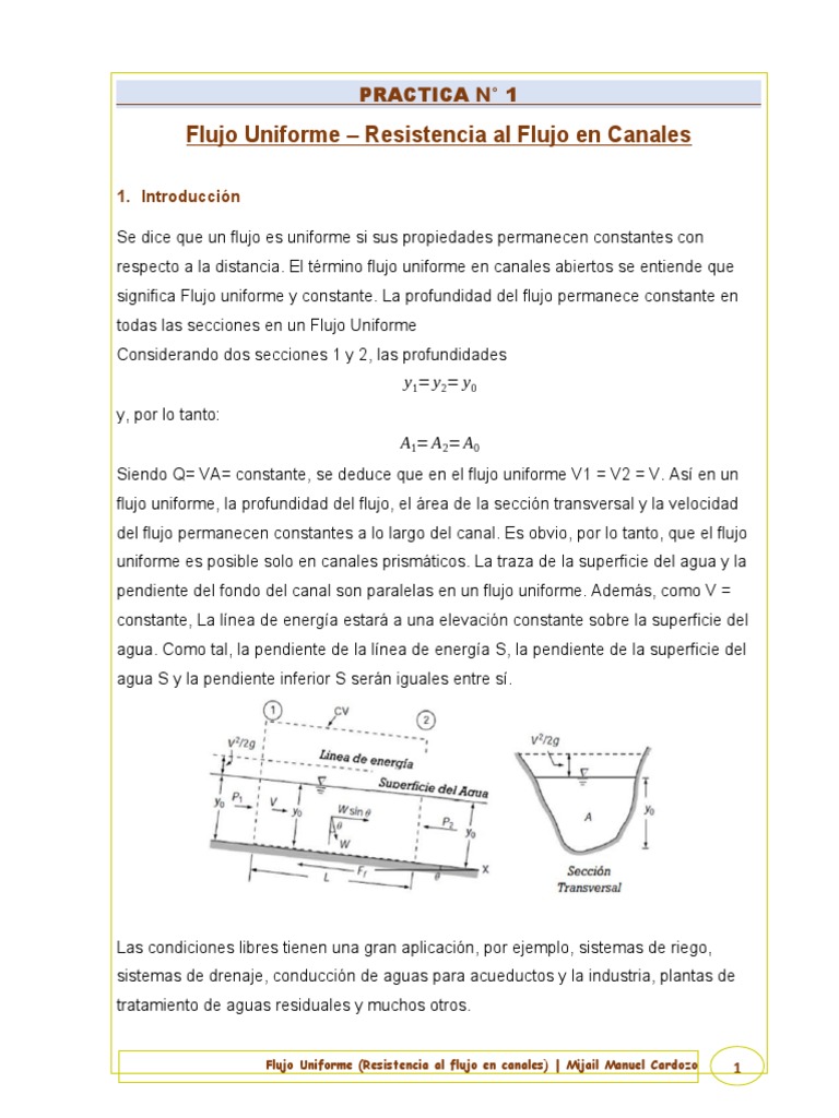Flujo en Canales - Practica1 | PDF | Canal | Agua