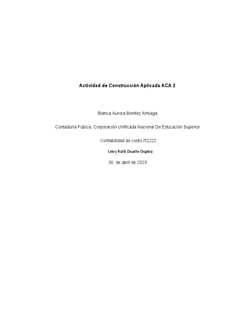 Aca2 Costos | PDF | Dinero | Negocios económicos