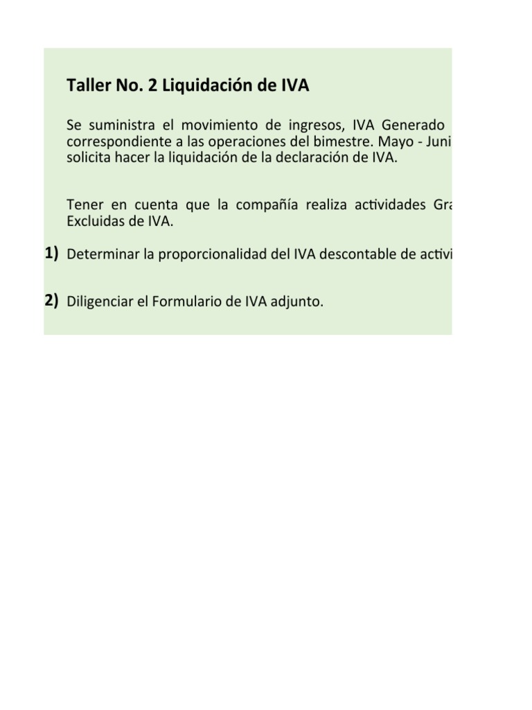 Taller Iva-2023 Will | PDF | Impuesto al valor agregado | Tarjeta de débito