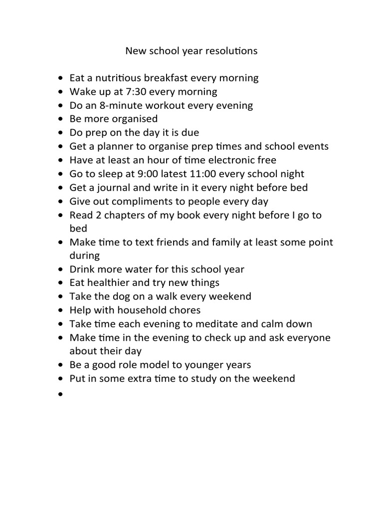 New School Year Resolutions | PDF