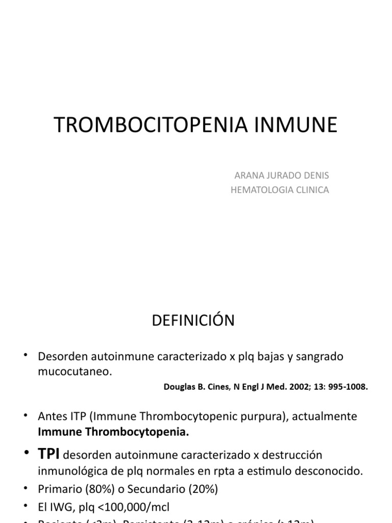 Trombocitopenia Inmune: Arana Jurado Denis Hematologia Clinica | PDF ...