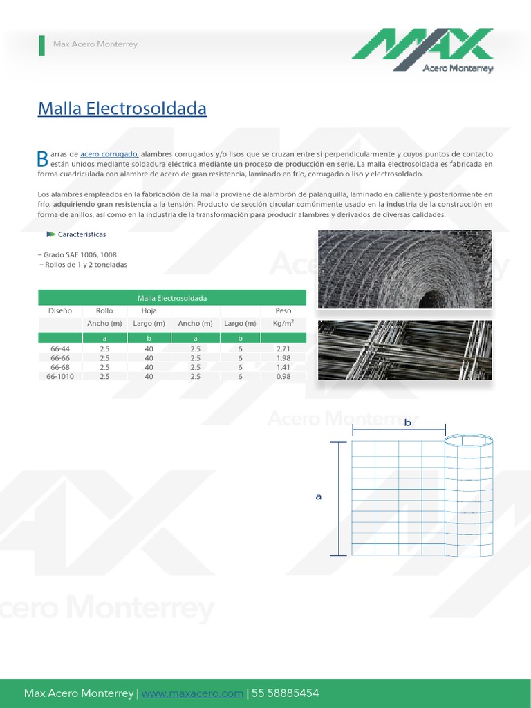 Ficha Tecnica Max Acero Malla Electrosoldada | PDF