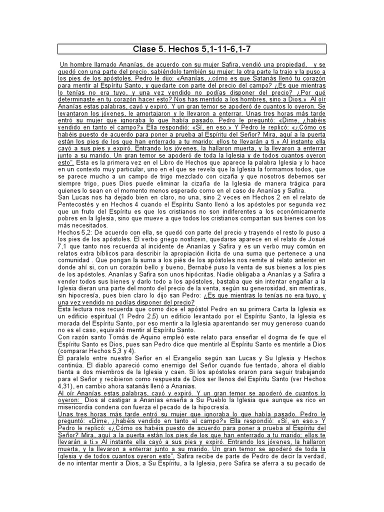 Clase 5 Hechos 5 6 1 4 PDF Jes s Ap stol