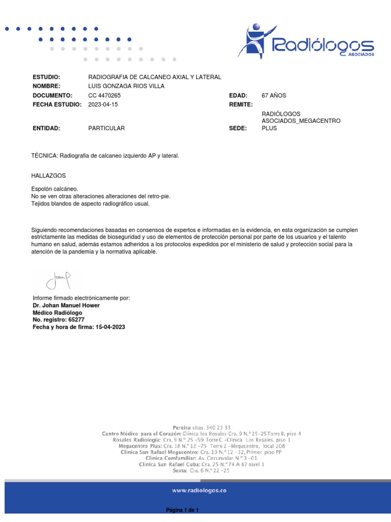 Radiografia de Calcaneo Axial y Lateral | PDF