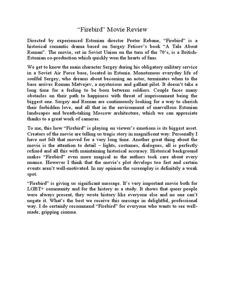 Firebird Movie Review | PDF