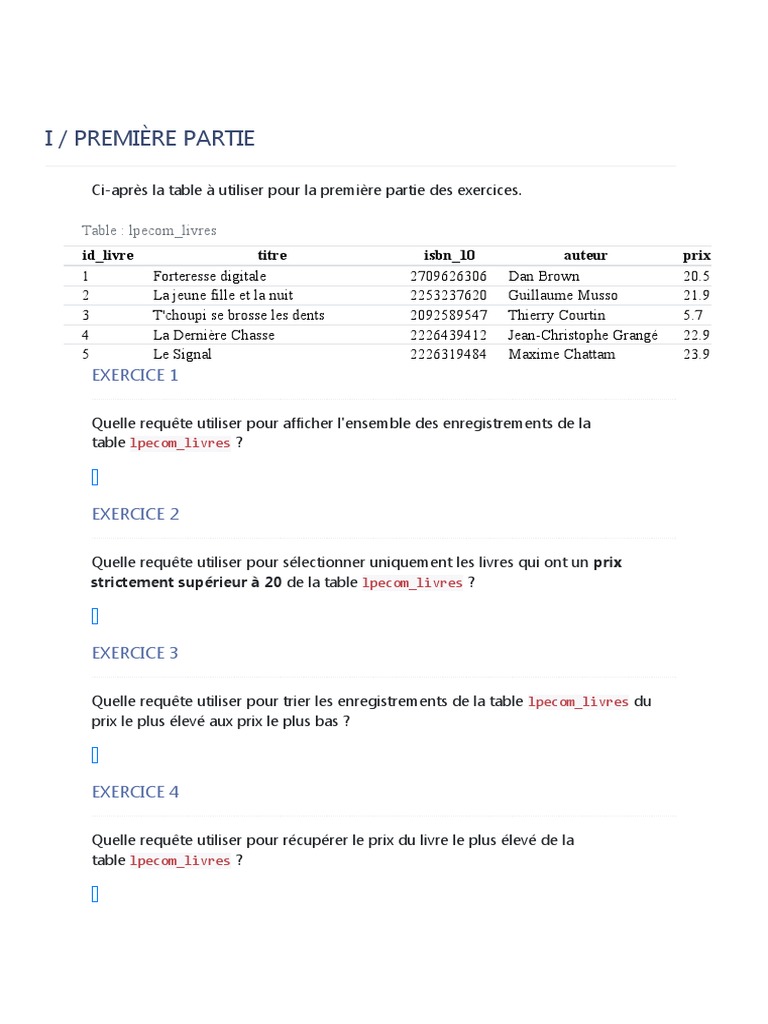 TP Complet Manipulation Des Bases de Donners | PDF | SQL | Vaccination