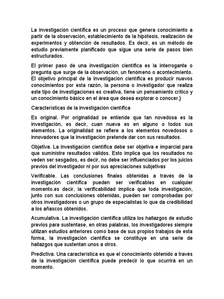 La Investigación Científica Es Un Proceso Que Genera Conocimiento A ...