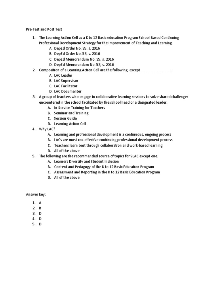 Pre and Post Test | PDF