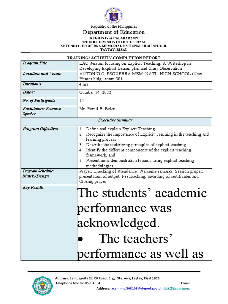 SCIENCE-LAC-Session-Narrative-Report-October, 2023 | PDF | Teachers ...