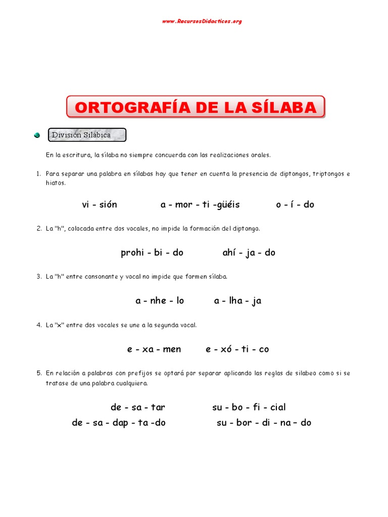 Ortografía de La Sílaba | PDF | Sílaba | Voz humana