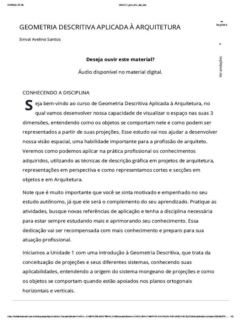 livro geometria descritiva | PDF | Geometria | Perspectiva (gráficos)