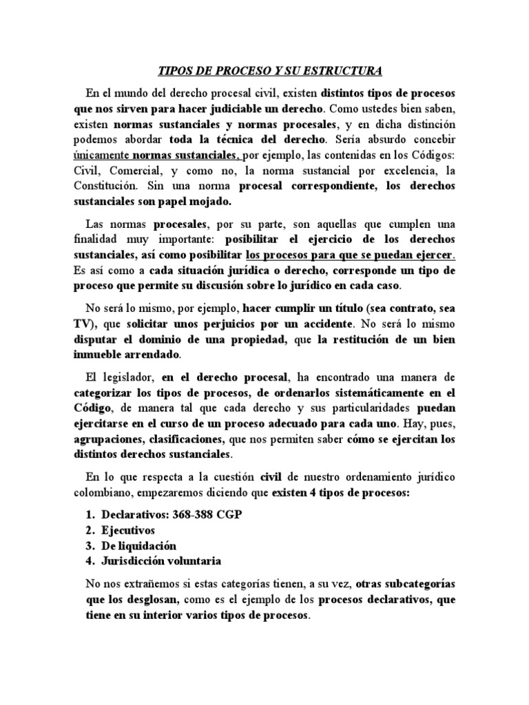 TIPOS DE PROCESO Y SU ESTRUCTURA, Explicaicón de Las Audiencias Del Proceso Verbal | PDF | Ley ...