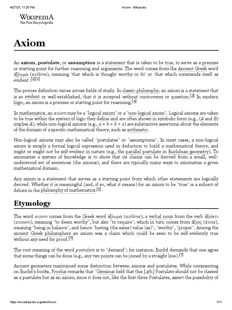 Axiom - Wikipedia | PDF | Axiom | Theorem