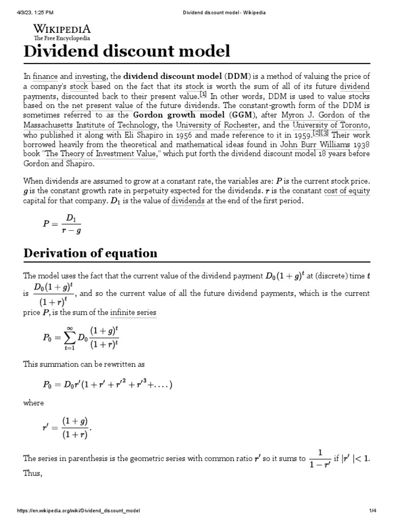 Dividend Discount Model - Wikipedia | PDF | Stock Market | Market ...
