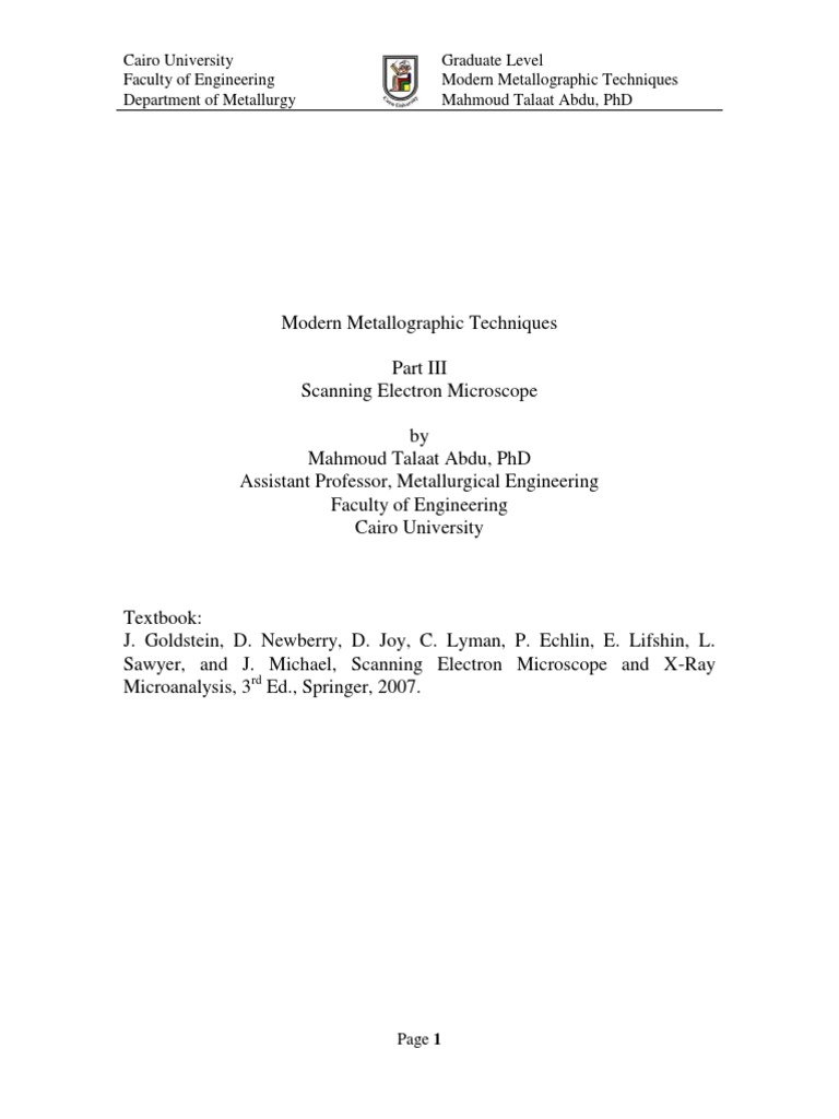 Modern Metallographic Techniques | PDF | Scanning Electron Microscope | Incandescent Light Bulb