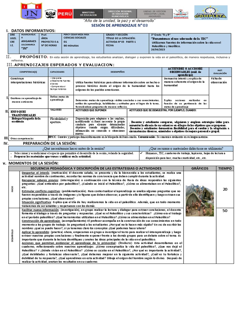 1.3 - Sesion de 1° Grado CCSS | PDF | Aprendizaje | Evaluación