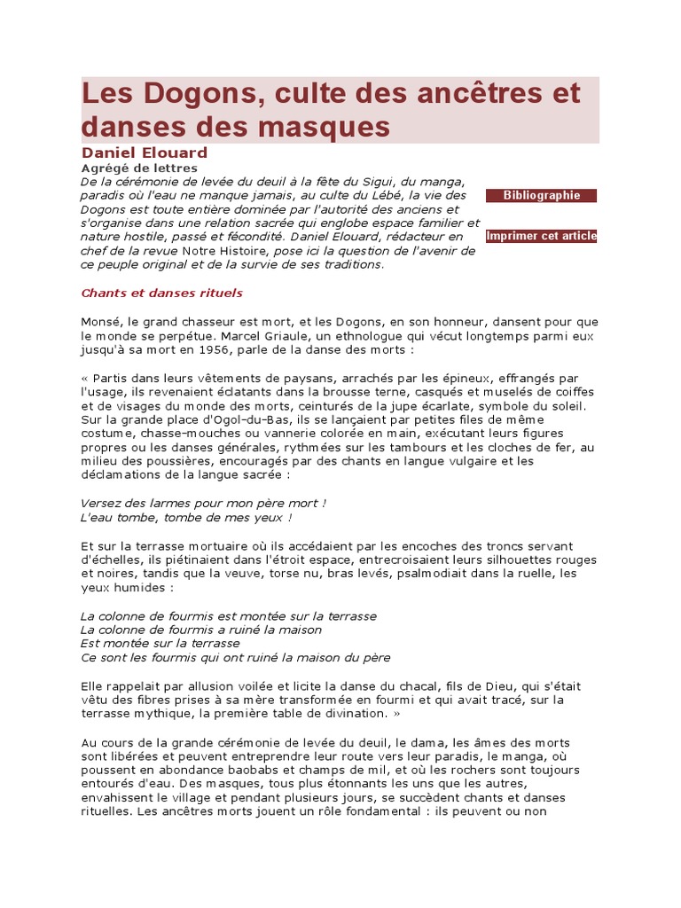 Les Dogons | PDF | Histoire | Religion et spiritualité