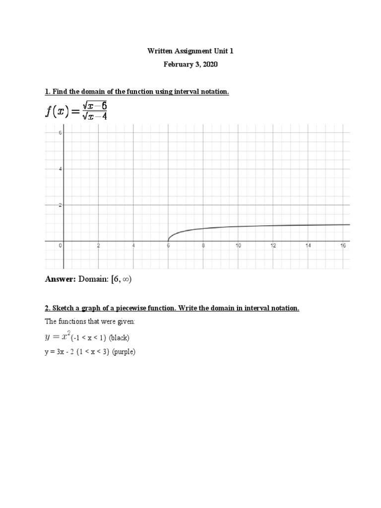 Math 1201 Written Assignment Unit 1 Solutions | PDF