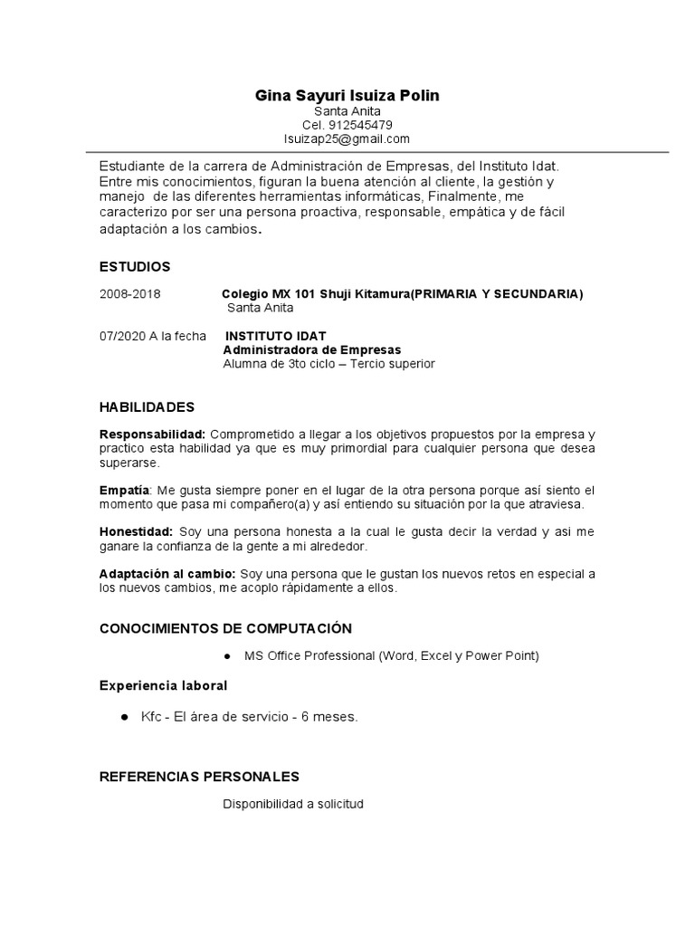 Gina Isuiza CV | PDF