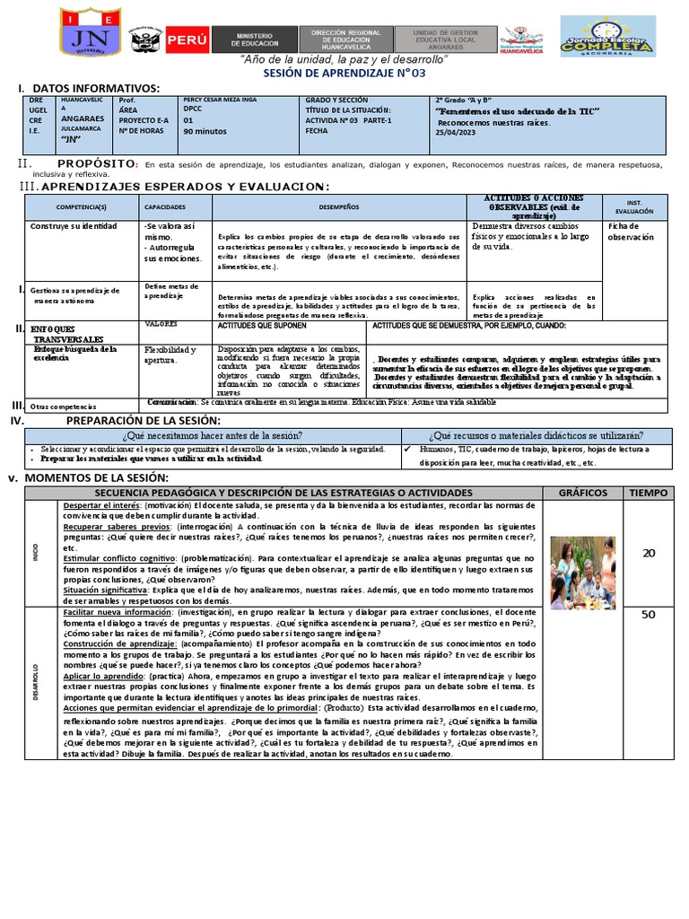 2.3. - SESION DE 2° GRADO DPCC | PDF | Aprendizaje | Evaluación