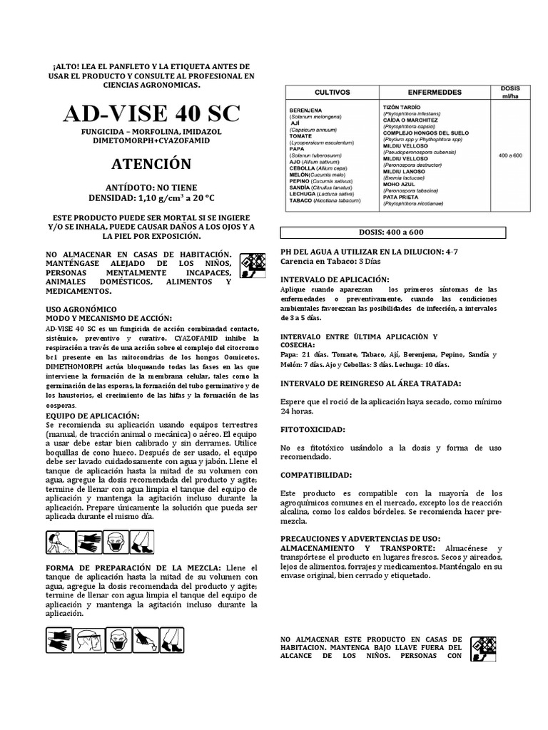 Panfleto AD-VISE 40 SC | PDF | Agua | Alimentos