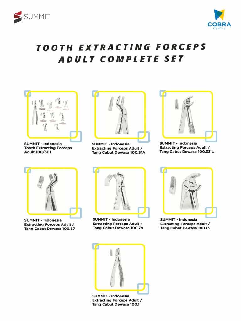Brosur SUMMIT Dental Instrument (Tooth Extracting Forceps Adult Set) | PDF