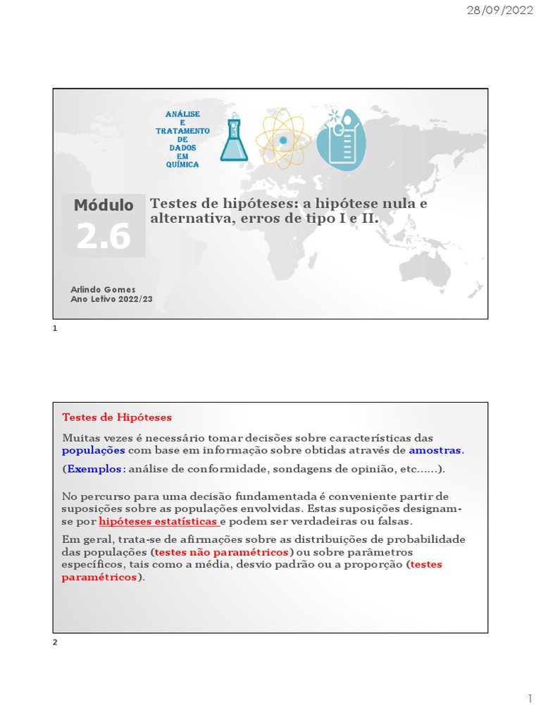 PP Mod 2.6 ATD em Química 2022 | PDF | P-valor | Significado estatístico