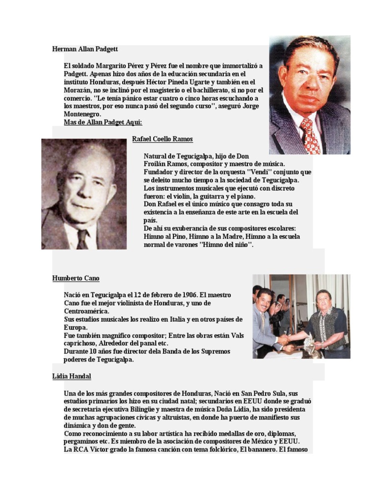Compositores Musicales Hondureños | PDF | Honduras | Canciones