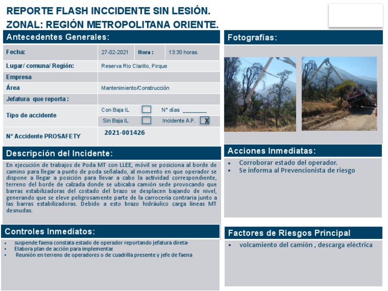 Reporte Flash Incidente Realizado | PDF