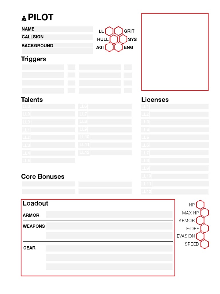 Lancer RPG Character Sheet Template | PDF