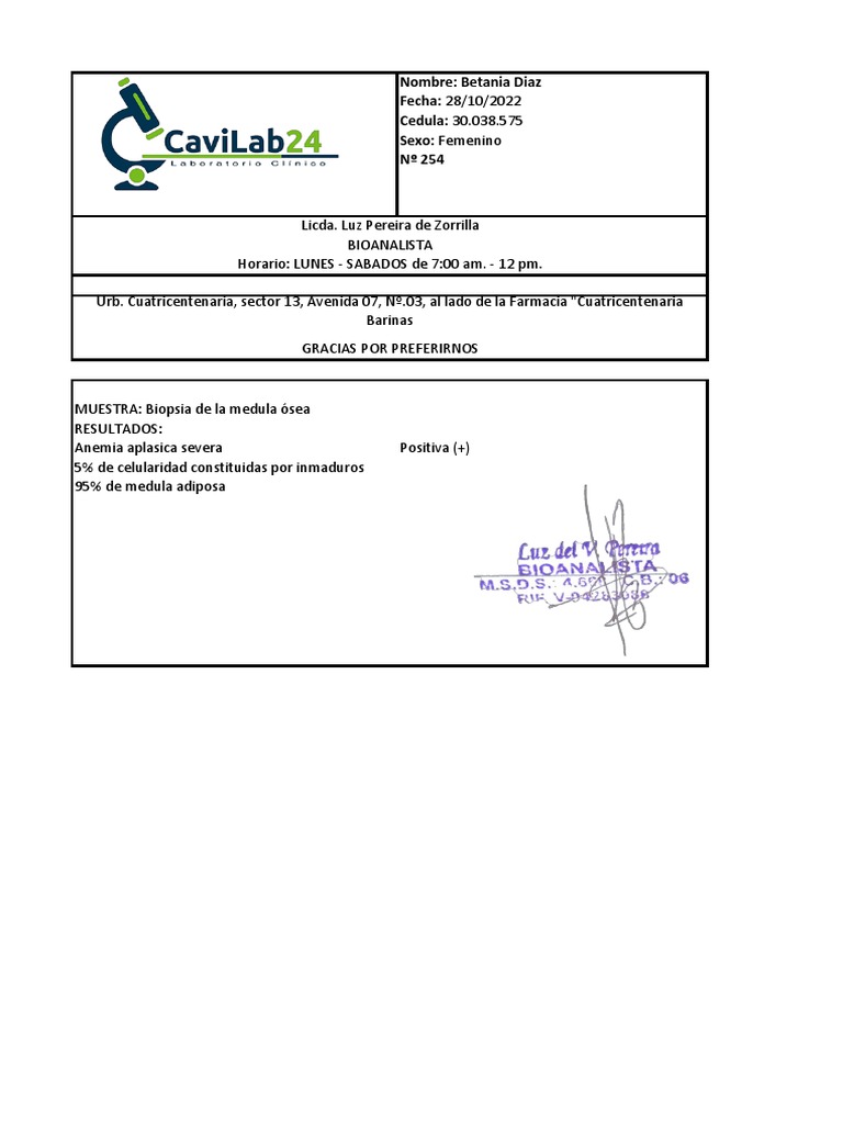 Formato Resultados de Laboratorio | PDF