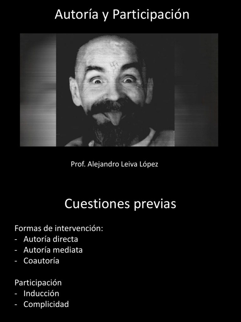 Autoría y Participación Completo | PDF | Derecho penal | Intención ...