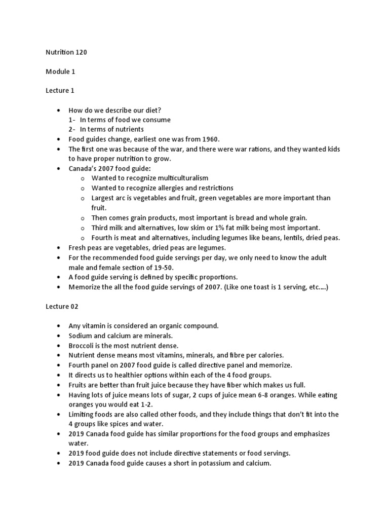 Module 1 Nutrition | PDF | Nutrients | Calorie