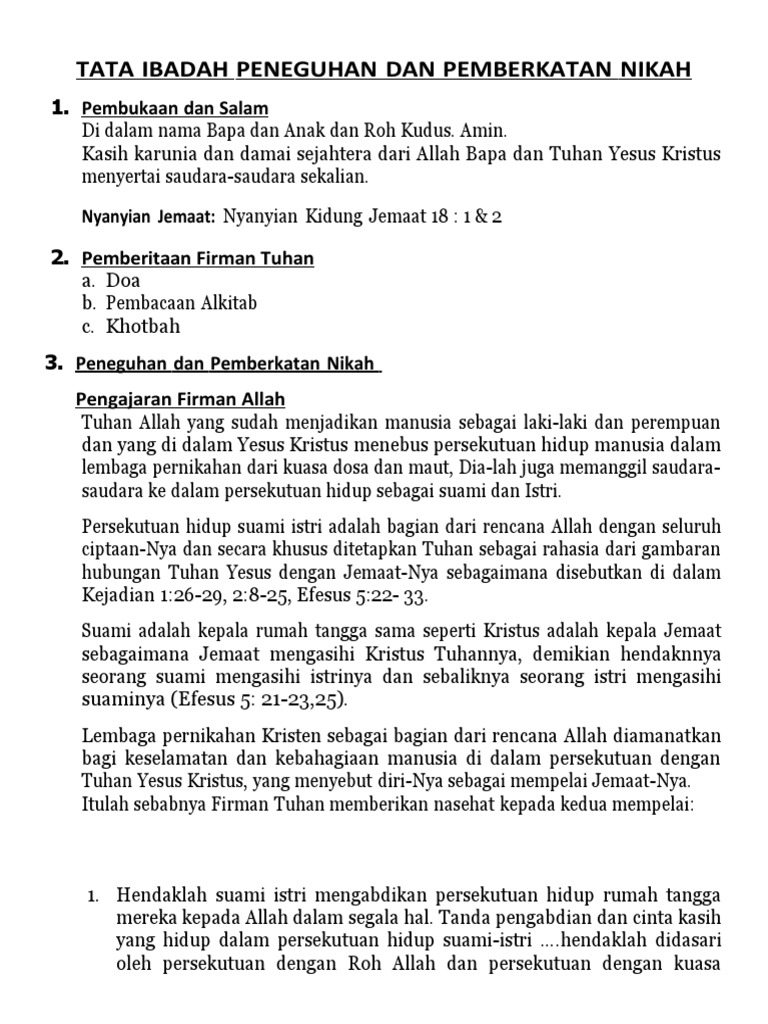Peneguhan dan Pemberkatan Nikah Kristen | PDF