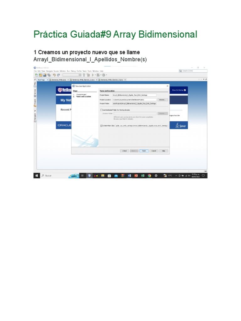 Práctica Guiada#9 Array Bidimensional I Aguilar Ruiz Erick Santiago | PDF