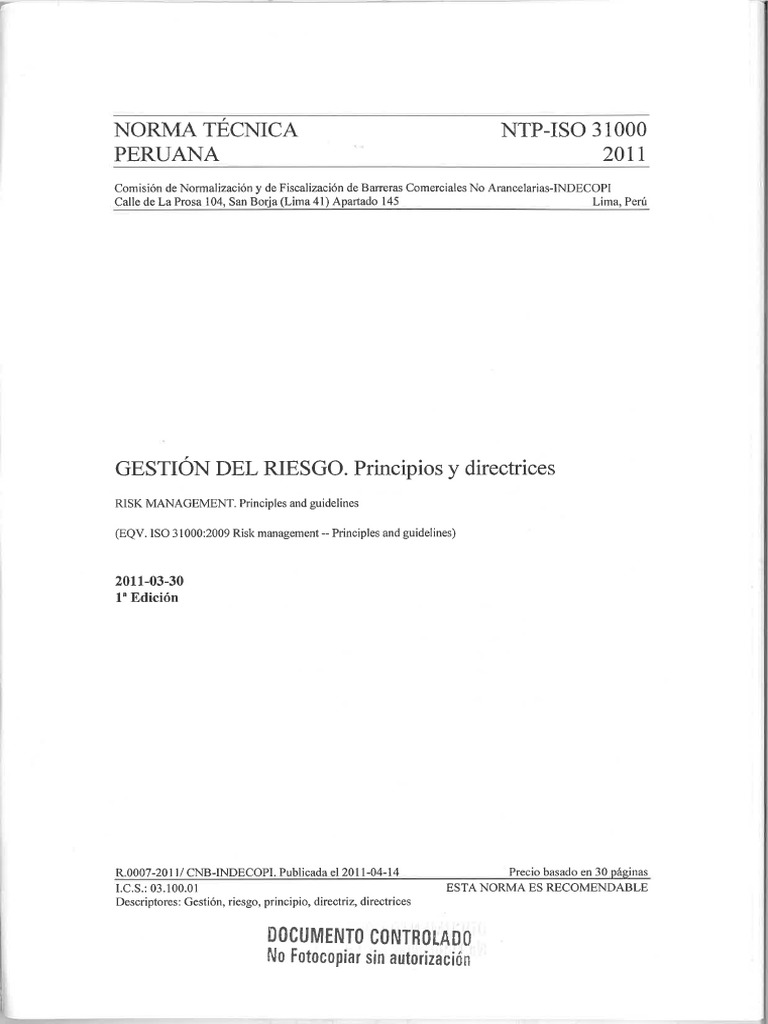 NTP Iso 31000 2011 | PDF